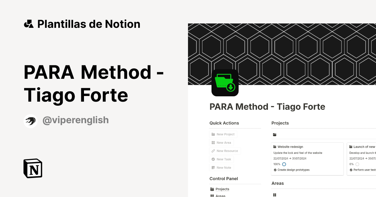 Plantilla PARA Method - Tiago Forte | Notion Marketplace