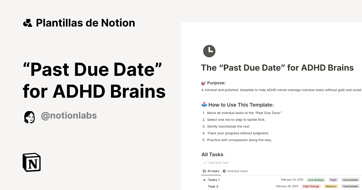 Plantilla “Past Due Date” for ADHD Brains | Notion Marketplace