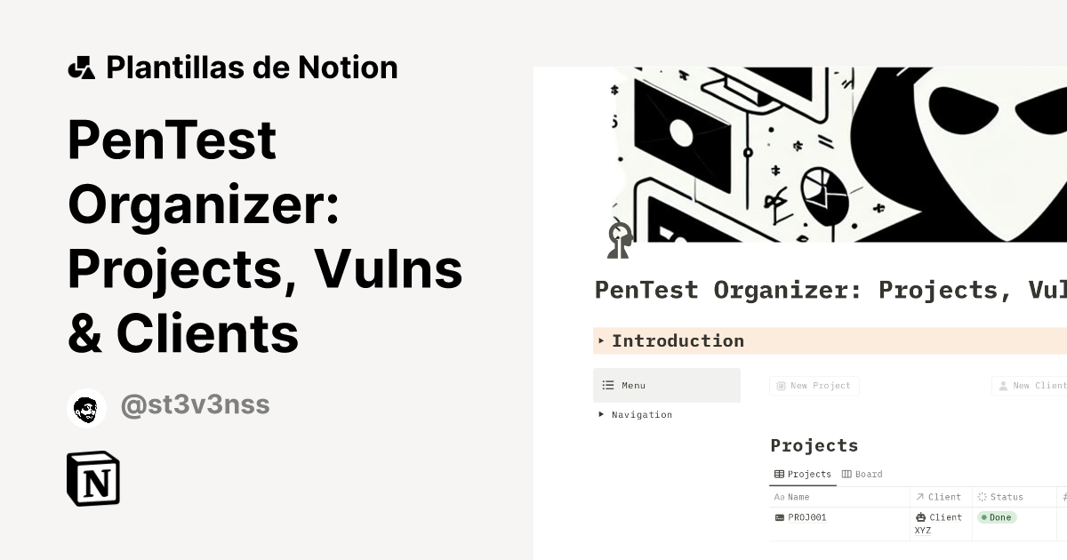 Plantilla PenTest Organizer: Projects, Vulns & Clients de St3v3nsS ...
