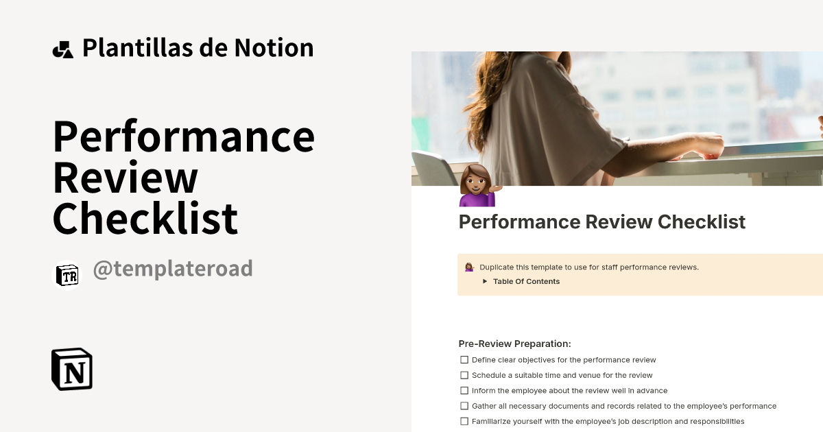 Plantilla Performance Review Checklist de Template Road | Notion ...
