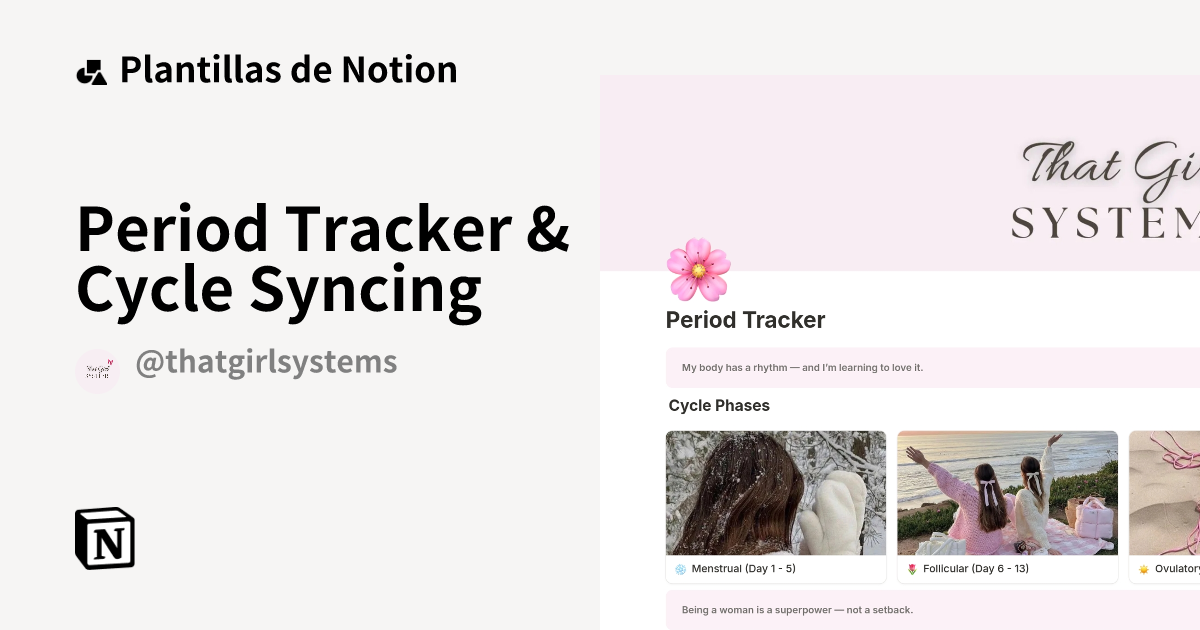 Plantilla Period Tracker & Cycle Syncing de That Girl Systems | Notion Marketplace
