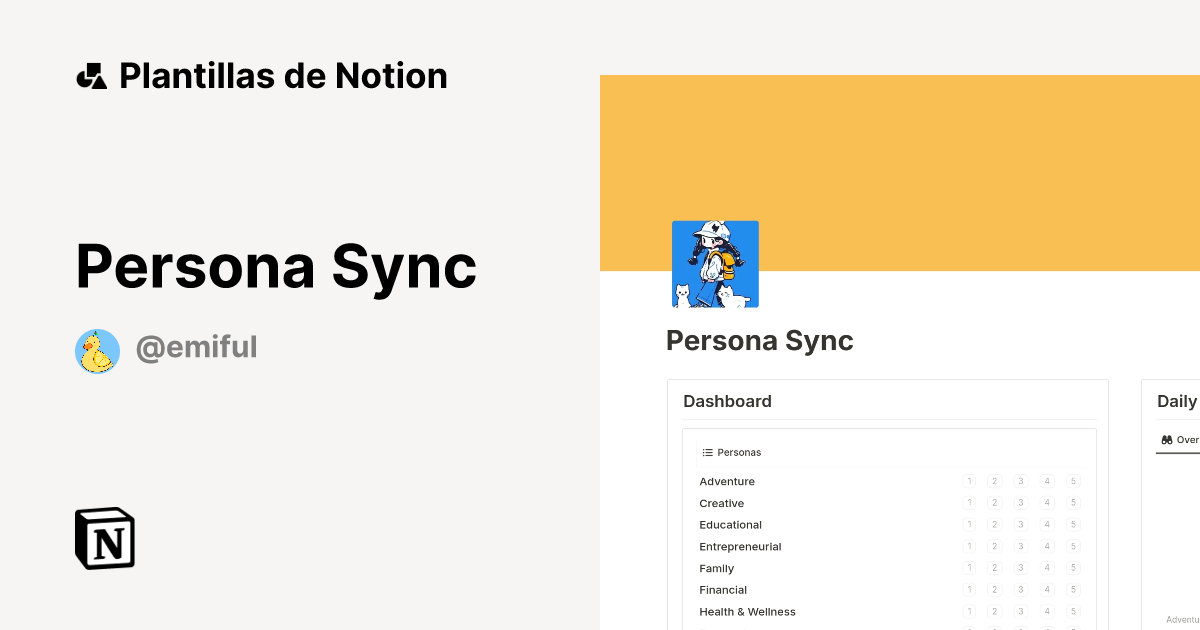 Plantilla Persona Sync de Emiful | Notion Marketplace