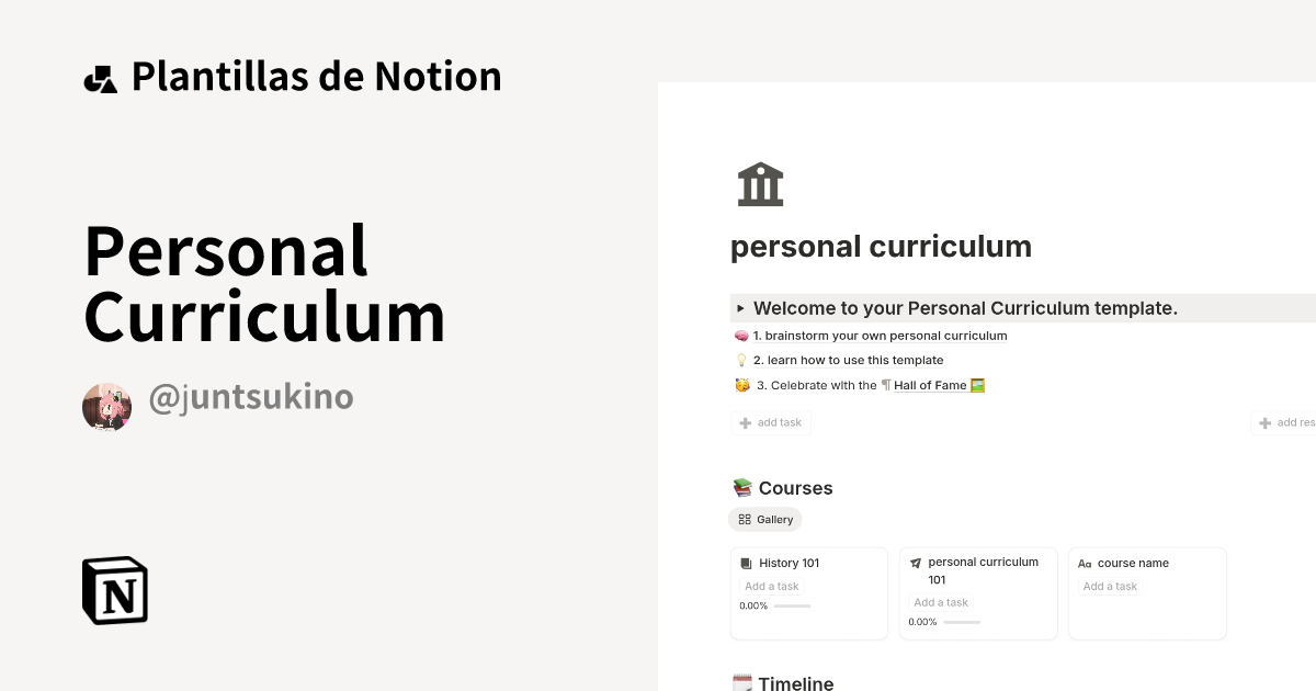 Plantilla Personal Curriculum de Jun Tsukino | Notion Marketplace