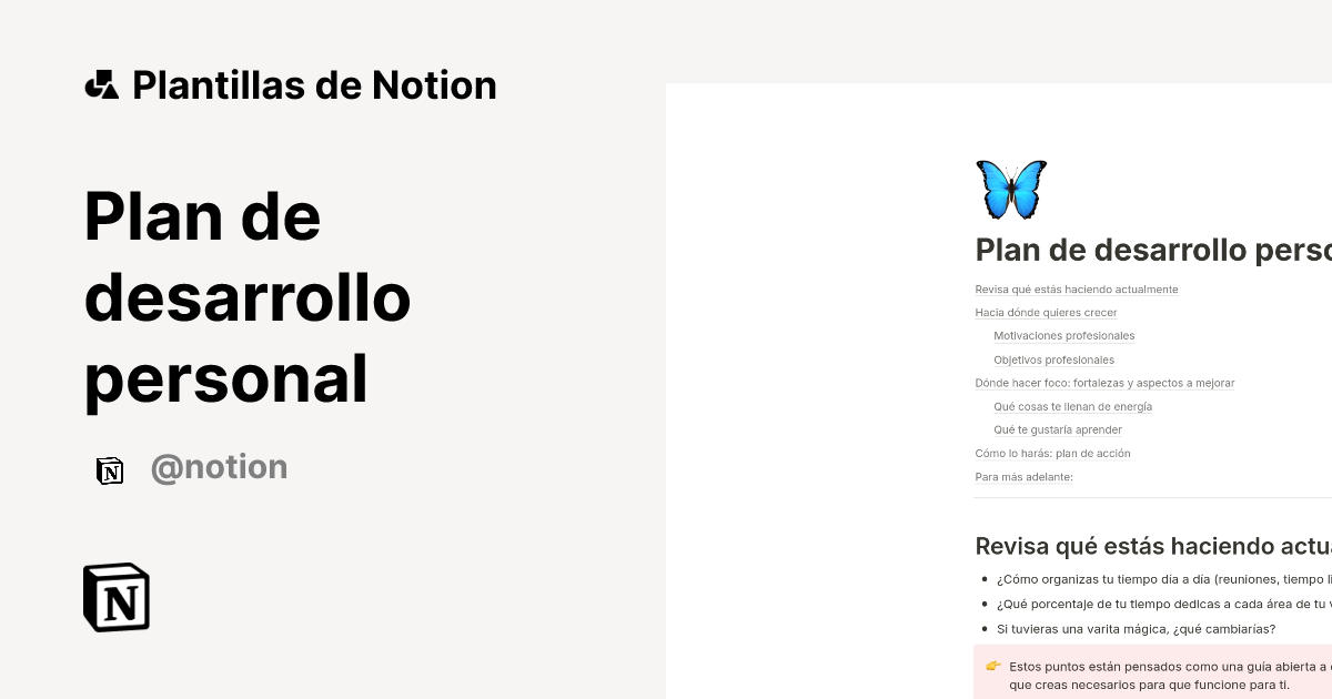 Plantilla Plan de desarrollo personal de Notion | Notion Marketplace