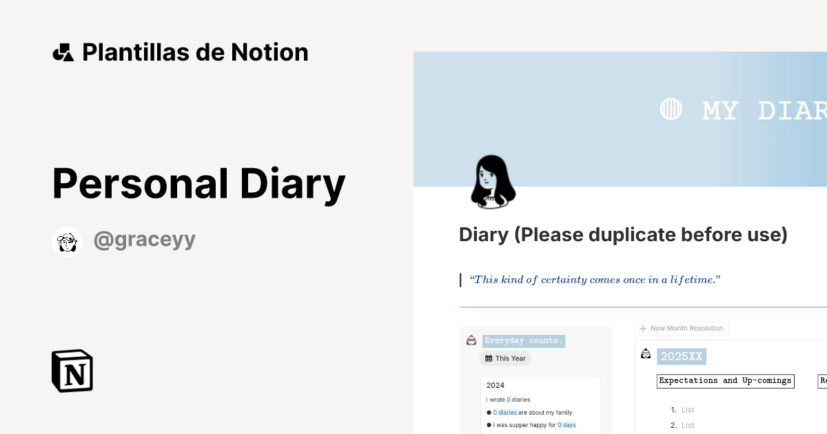 Plantilla Personal Diary | Notion Marketplace