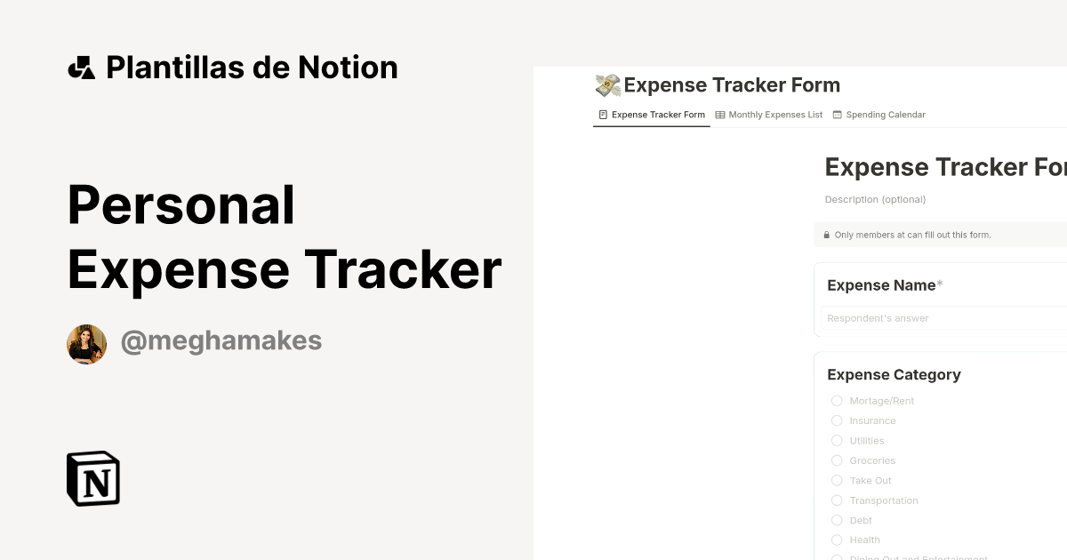 Plantilla Personal Expense Tracker | Notion Marketplace