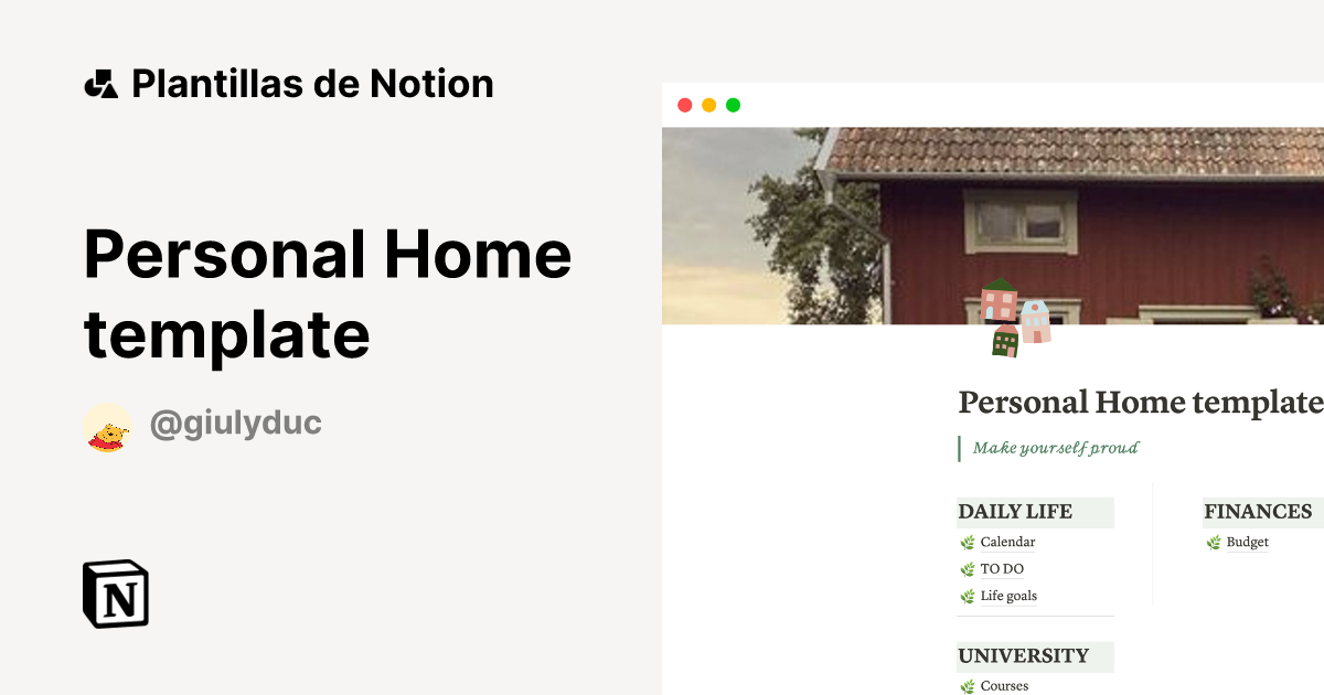 Plantilla Personal Home template de Giulia | Notion Marketplace
