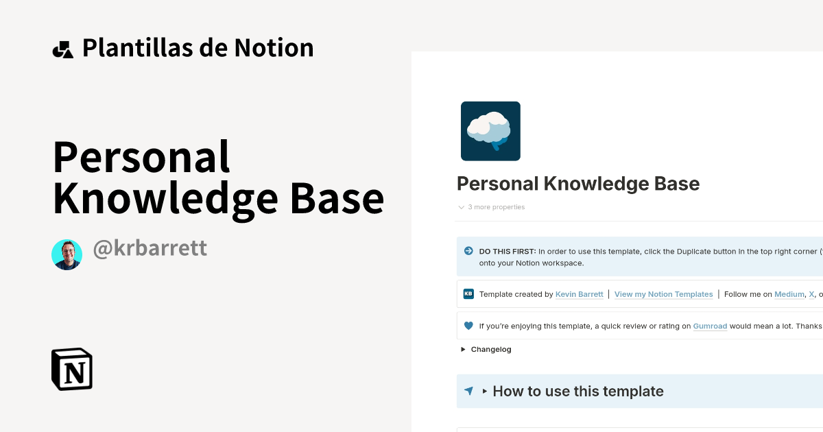 Plantilla Personal Knowledge Base | Notion Marketplace