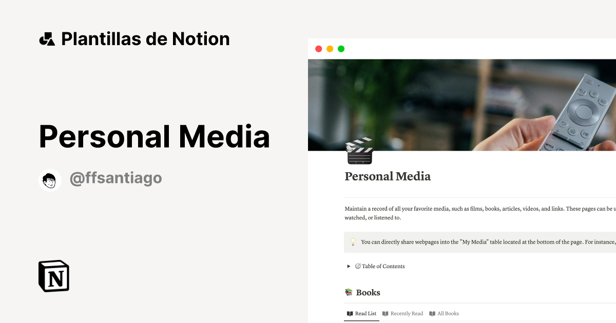 Plantilla Personal Media | Notion Marketplace