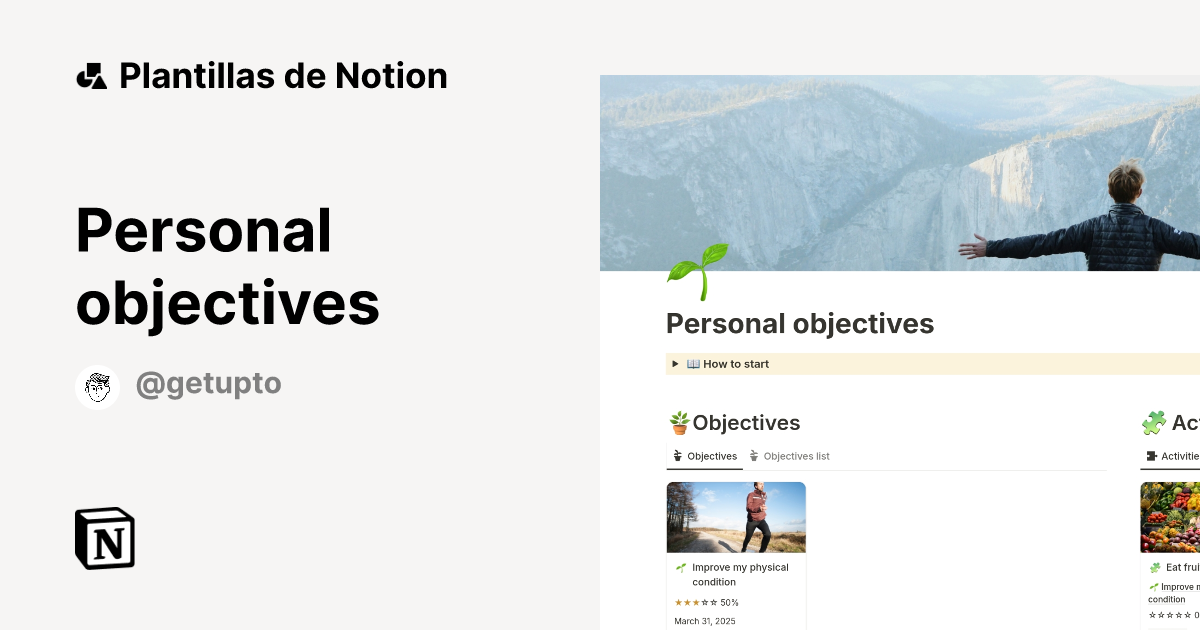 Plantilla Personal objectives | Notion Marketplace