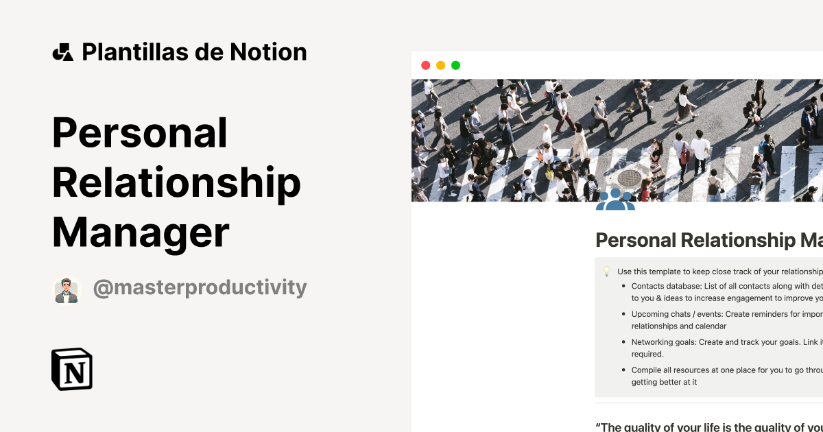 Plantilla Personal Relationship Manager de Akash Kejriwal | Notion ...