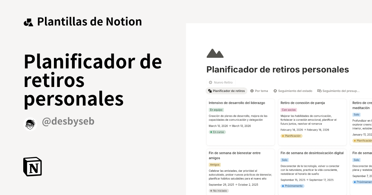 Plantilla Personal Retreat Planner de desbyseb | Notion Marketplace