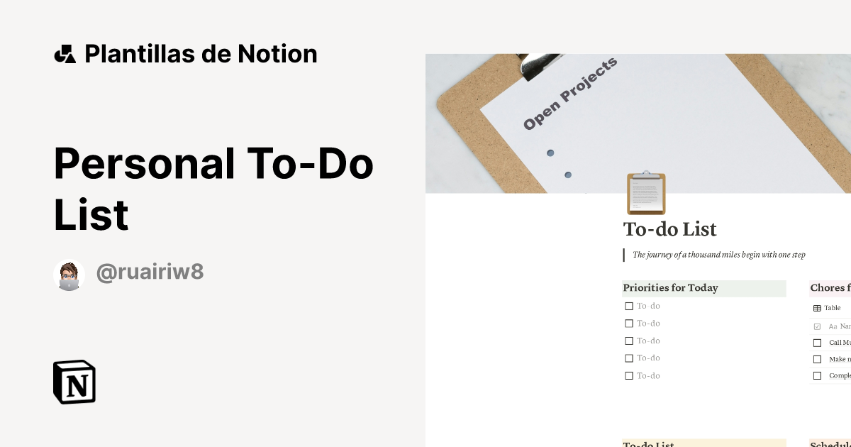 Plantilla Personal To-Do List | Notion Marketplace