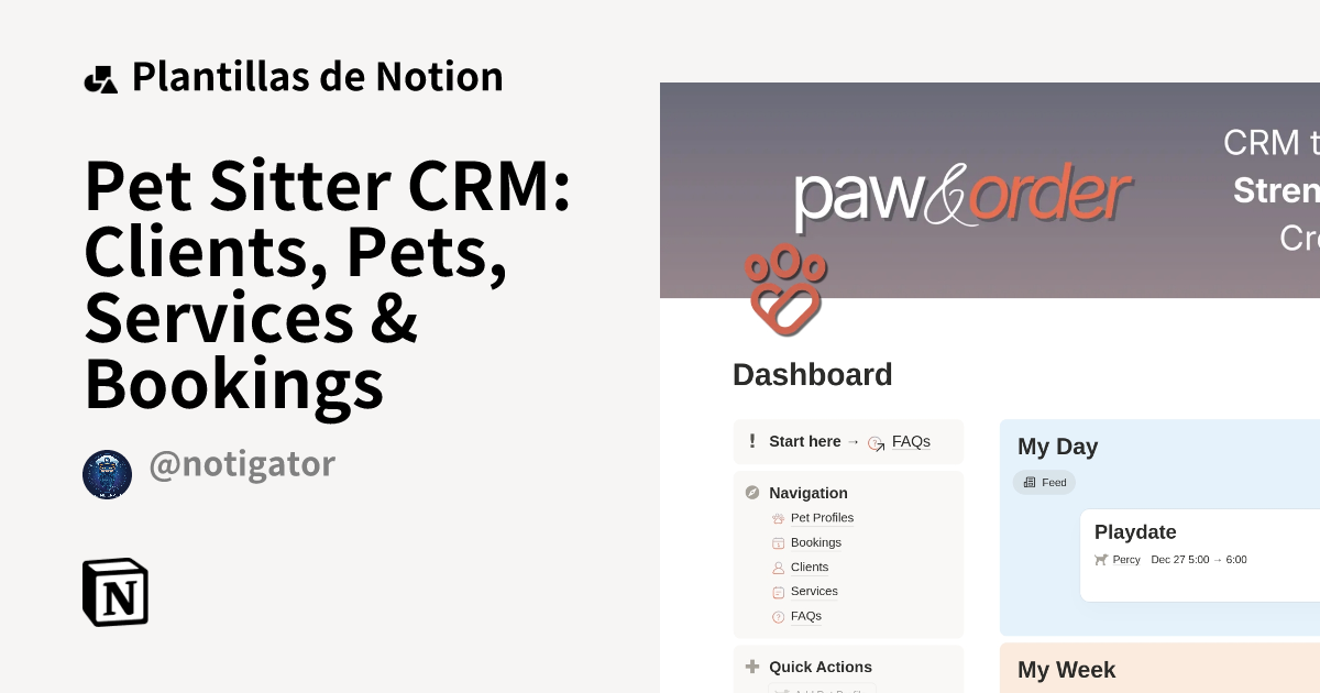 Plantilla Pet Sitter CRM: Clients, Pets, Services & Bookings de The ...