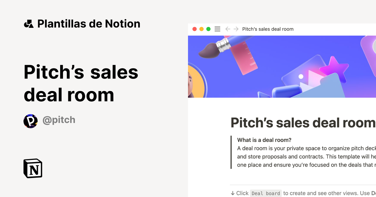 Plantilla Pitch’s sales deal room de Pitch | Notion Marketplace