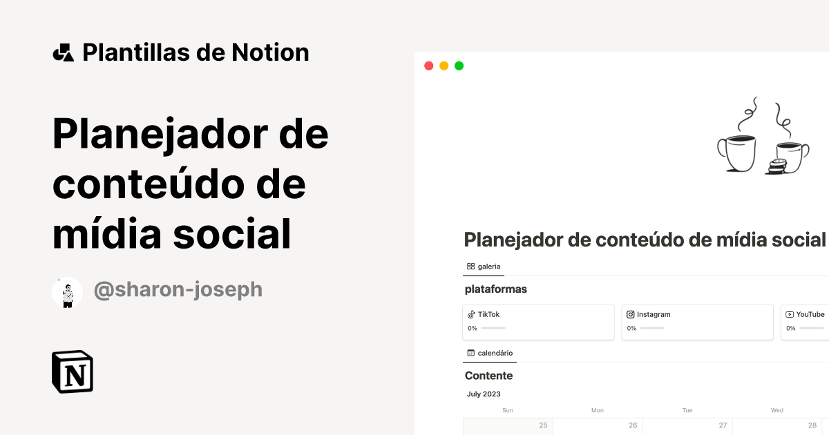 Plantilla Planejador de conteúdo de mídia social de Sharon Joseph ...