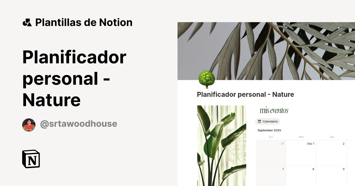 Plantilla Planificador personal - Nature de Srta. Woodhouse | Notion ...