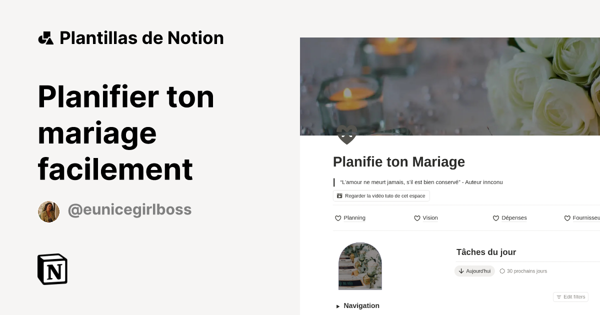Plantilla Planifier ton mariage facilement de Eunice - Girl BOSS ...