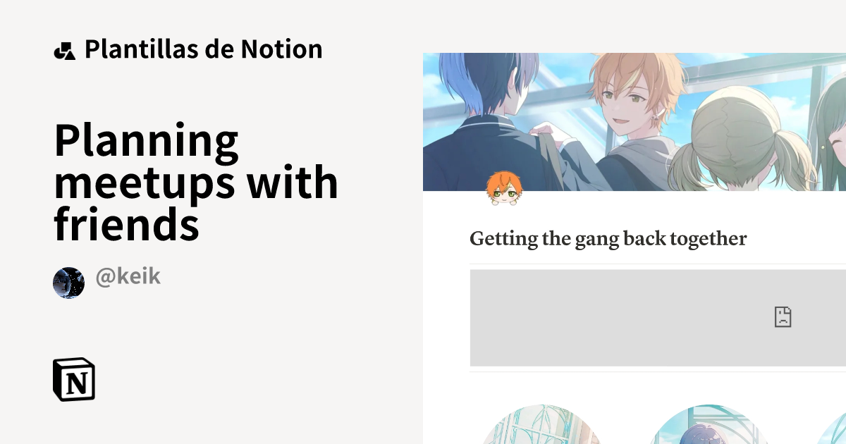 Plantilla Planning meetups with friends | Notion Marketplace