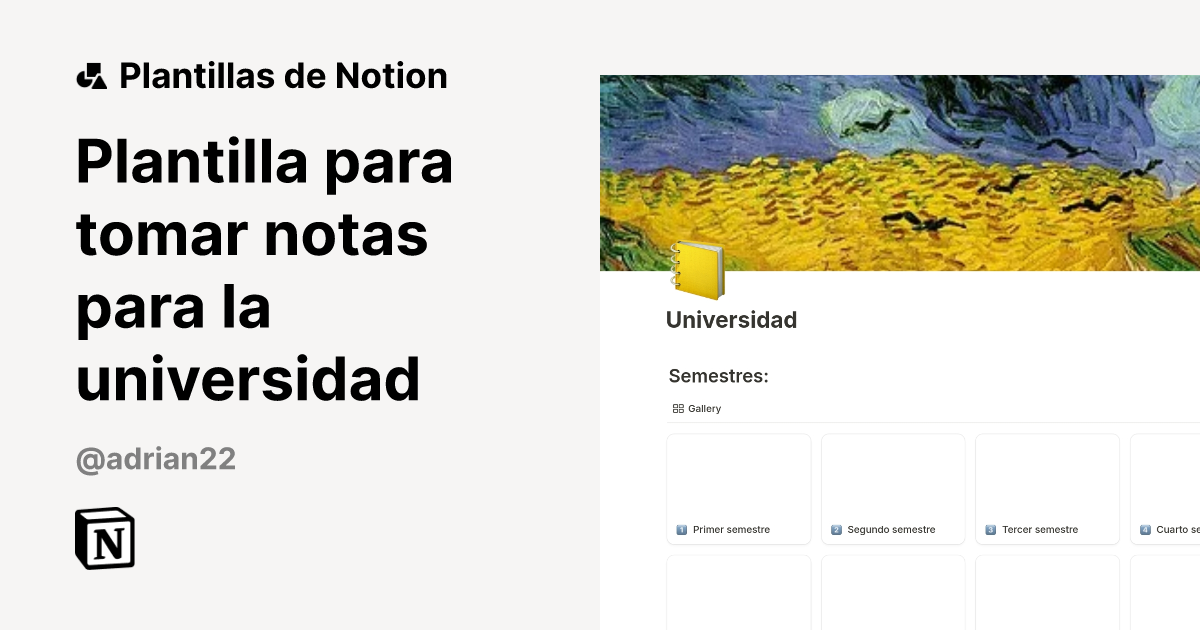 Plantilla Plantilla para tomar notas para la universidad de AdriánEzequiel | Notion Marketplace
