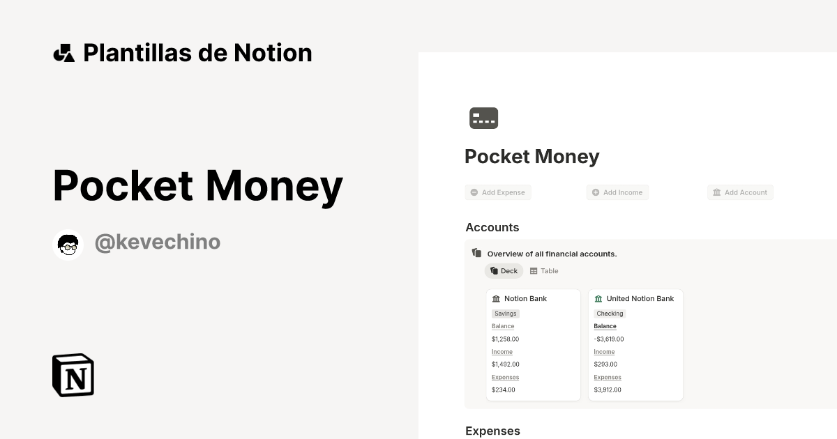 Plantilla Pocket Money | Notion Marketplace