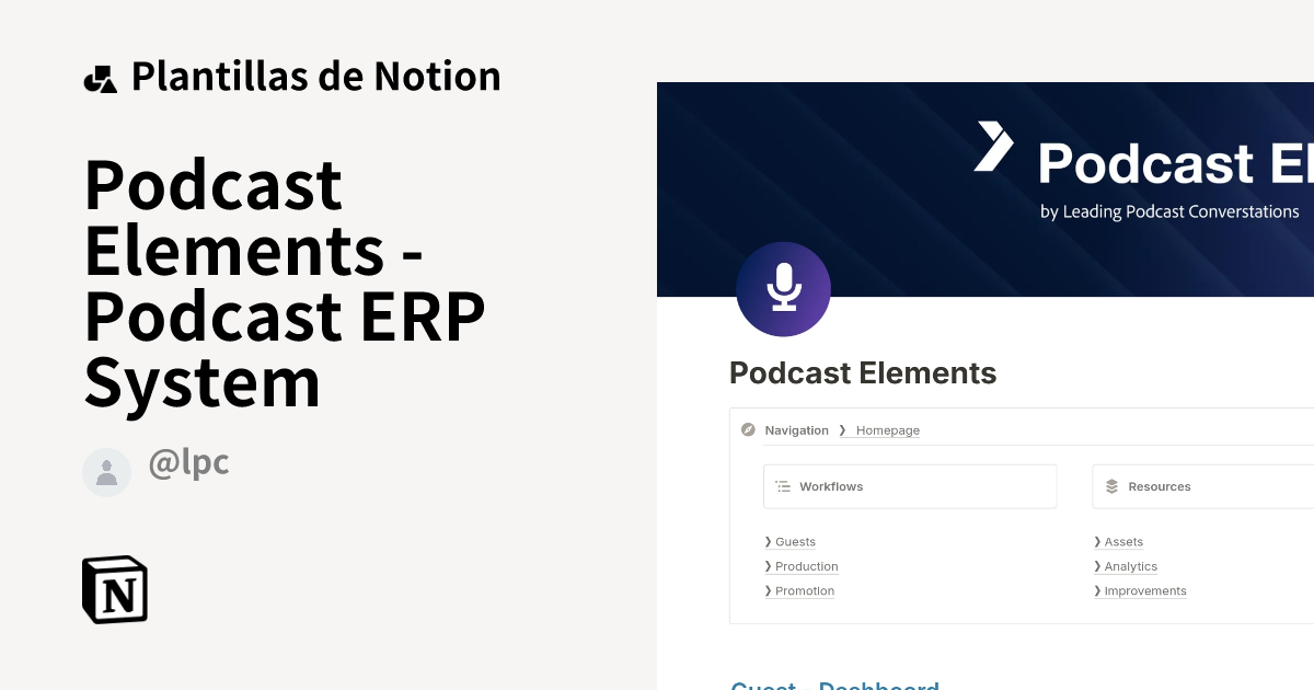 Plantilla Podcast Elements - Podcast ERP System | Notion Marketplace