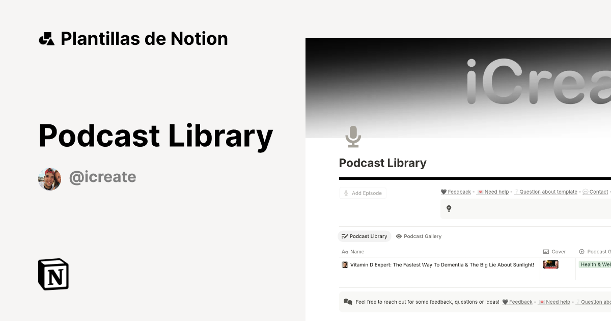 Plantilla Podcast Library | Notion Marketplace