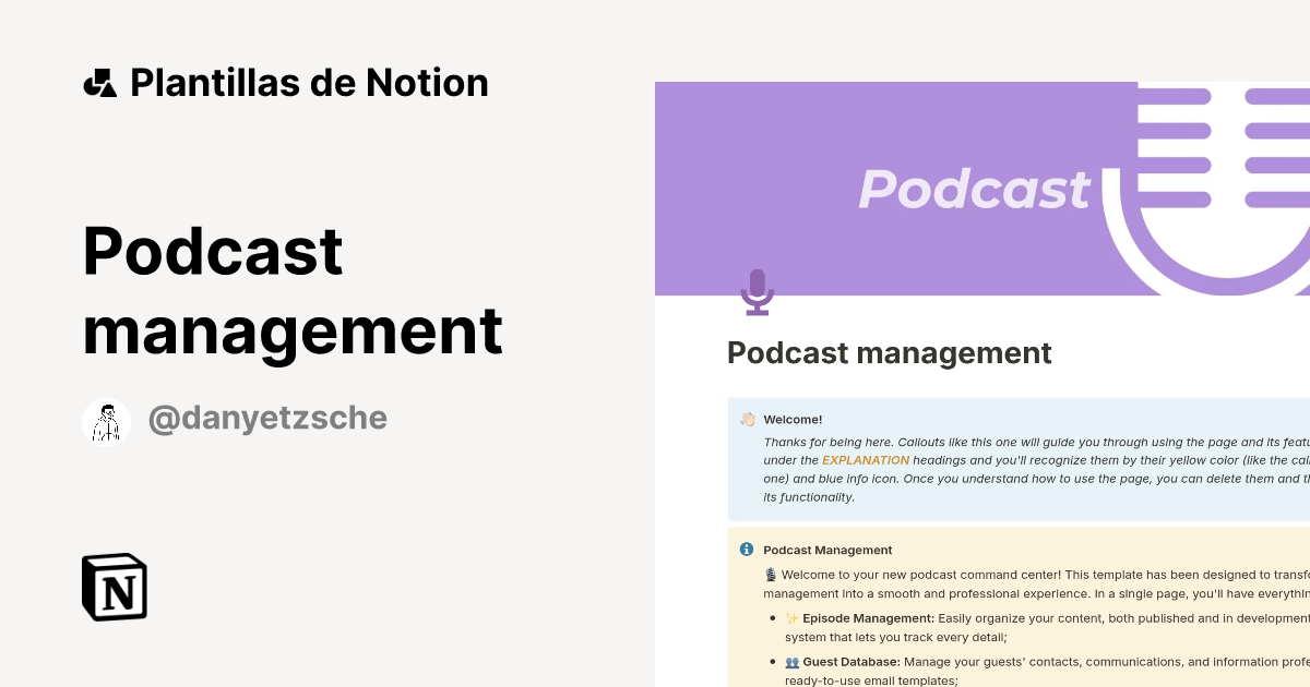 Plantilla Podcast management | Notion Marketplace