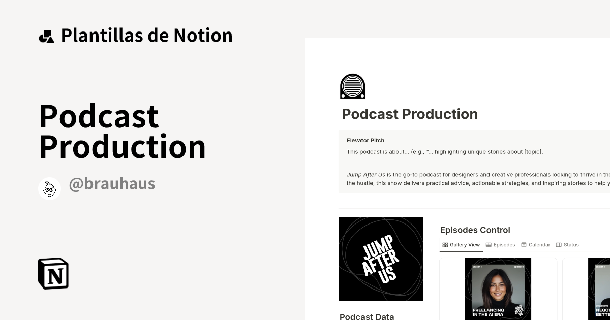 Plantilla Podcast Production de Brauhaus | Notion Marketplace