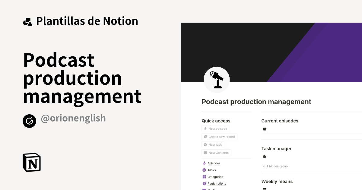 Plantilla Podcast production management | Notion Marketplace