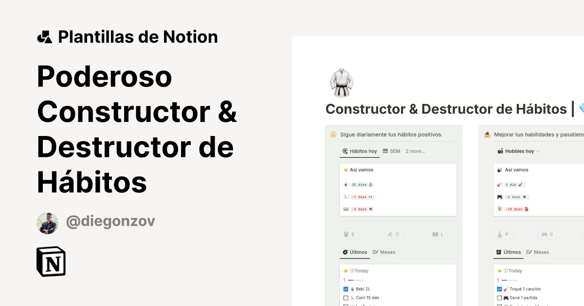 Plantilla Poderoso Constructor & Destructor de Hábitos de Diego ...