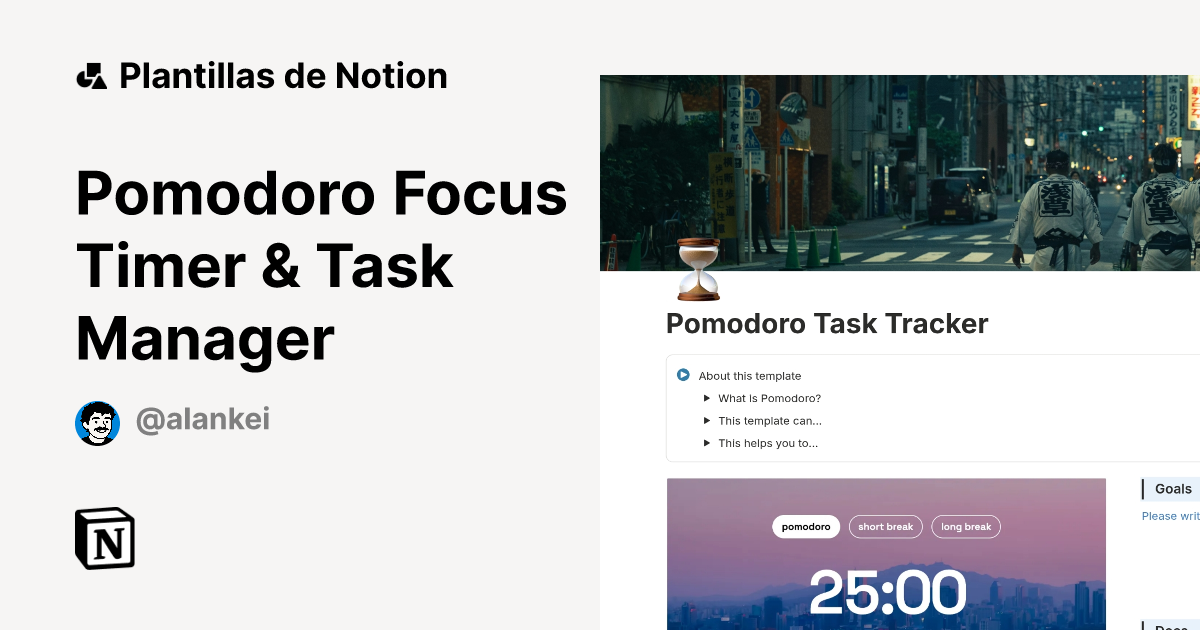 Plantilla Pomodoro Focus Timer & Task Manager | Notion Marketplace
