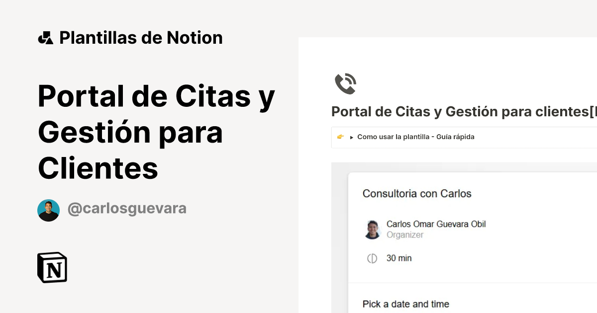 Plantilla Portal de Citas y Gestión para Clientes | Notion Marketplace