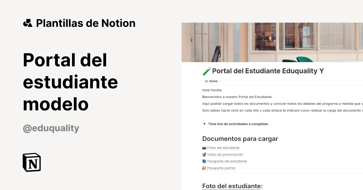 Plantilla Portal del estudiante modelo | Notion Marketplace