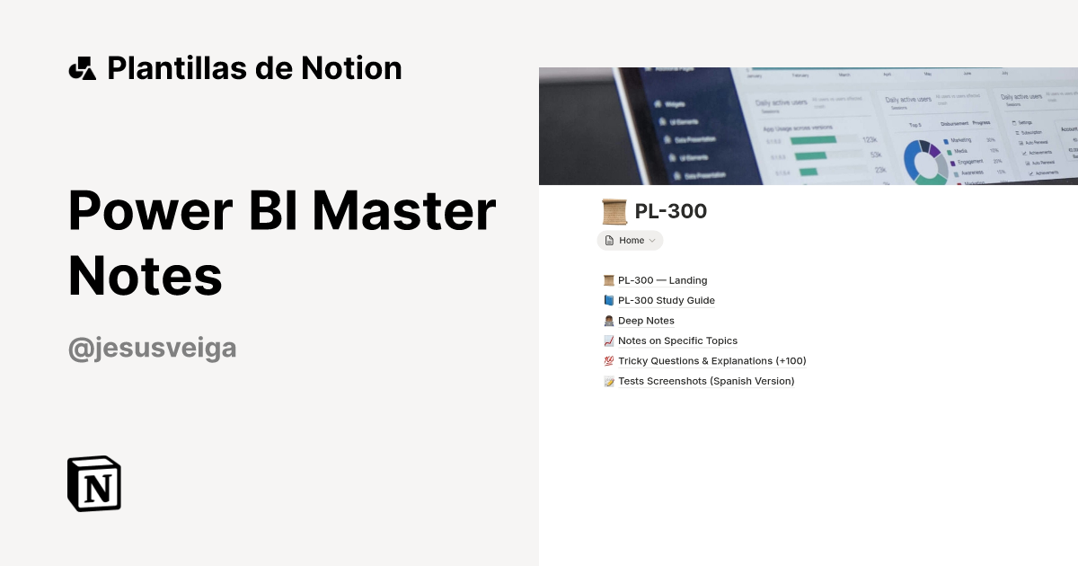 Plantilla Power BI Master Notes | Notion Marketplace