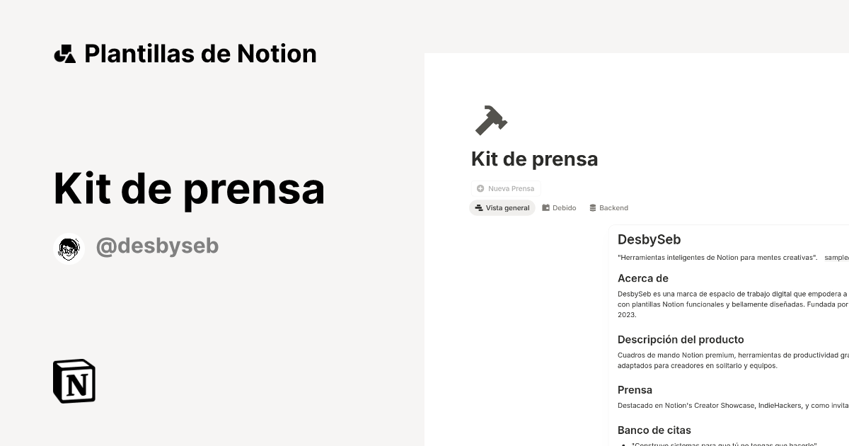 Plantilla Press Kit Builder | Notion Marketplace