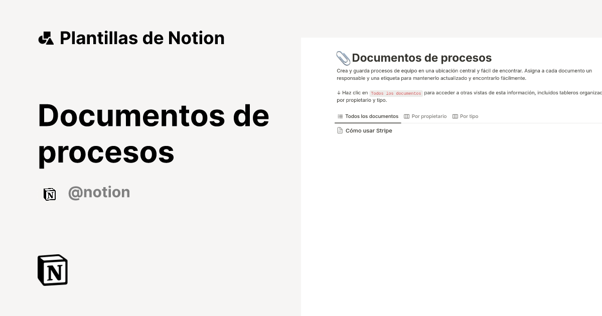 Plantilla Documentos de procesos de Notion | Notion Marketplace