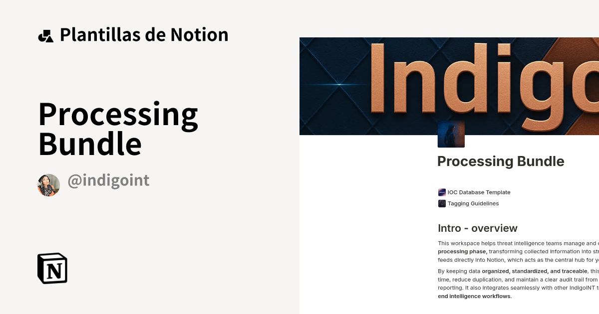 Plantilla Processing Bundle de IndigoINT | Notion Marketplace
