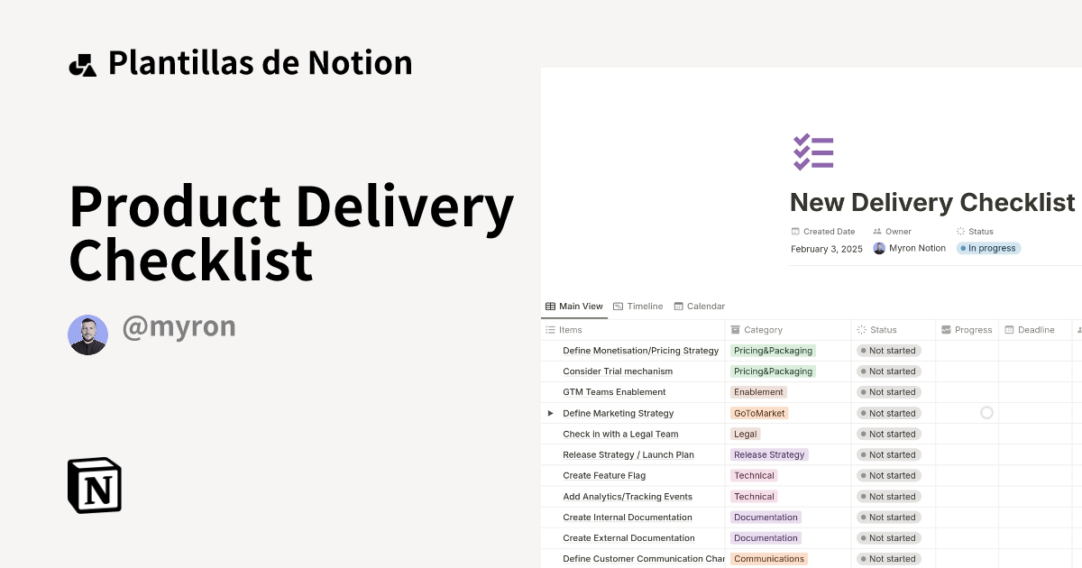 Plantilla Product Delivery Checklist | Notion Marketplace