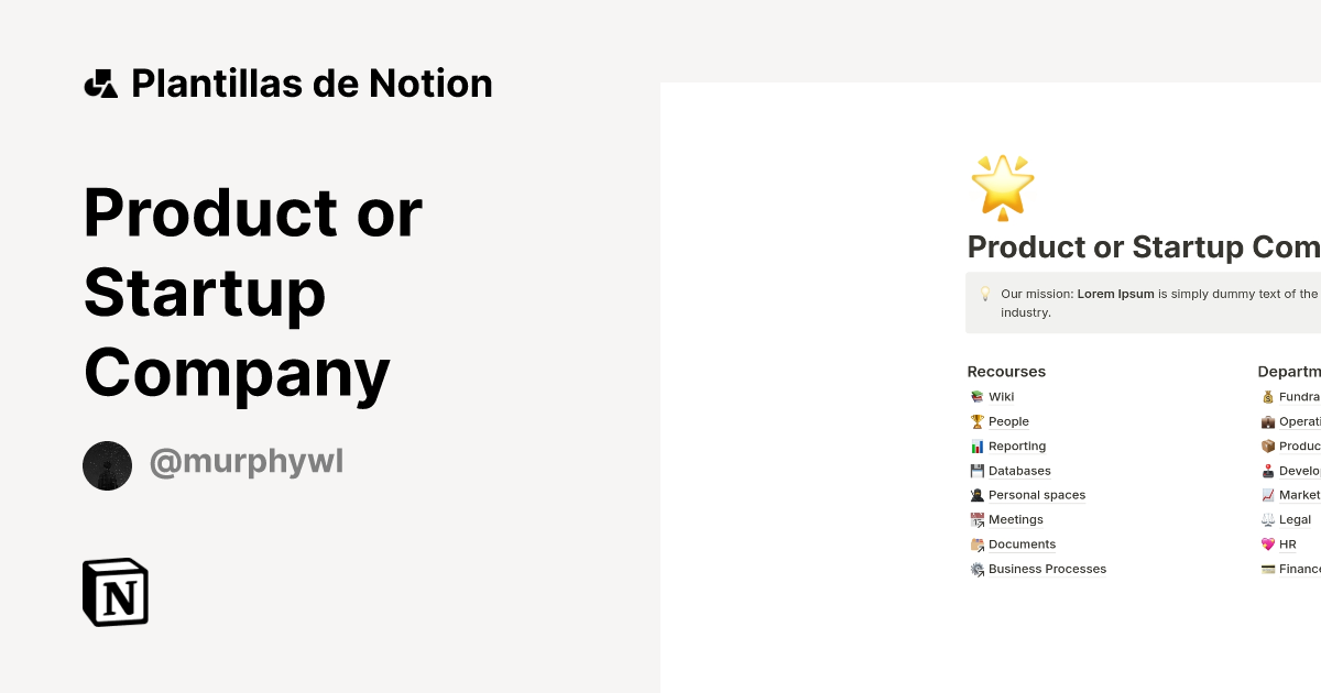 Plantilla Product or Startup Company | Notion Marketplace