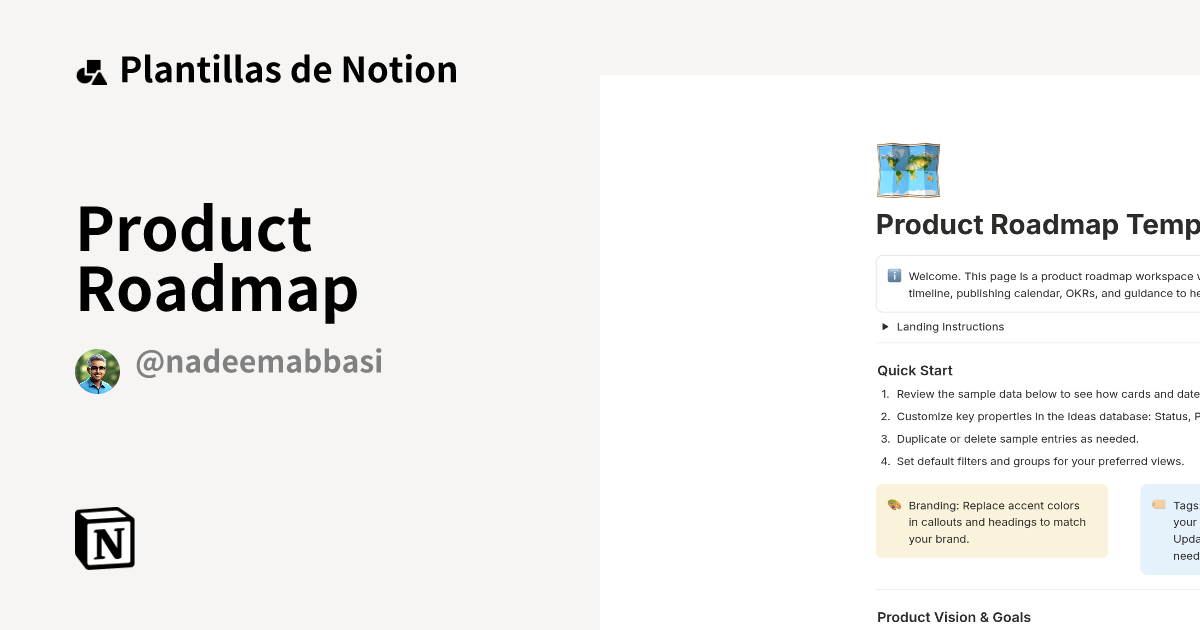 Plantilla Product Roadmap | Notion Marketplace