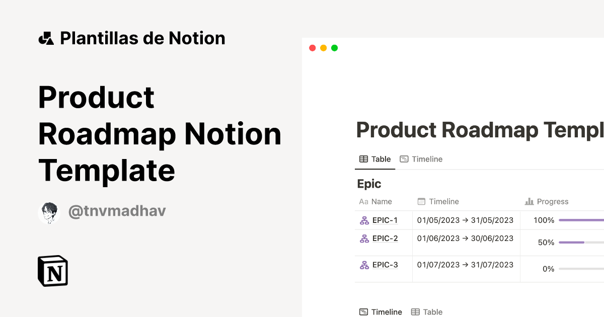 Plantilla Product Roadmap Notion Template | Notion Marketplace