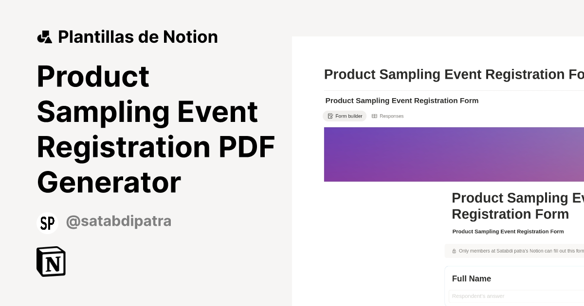 Plantilla Product Sampling Event Registration PDF Generator de Satabdi ...
