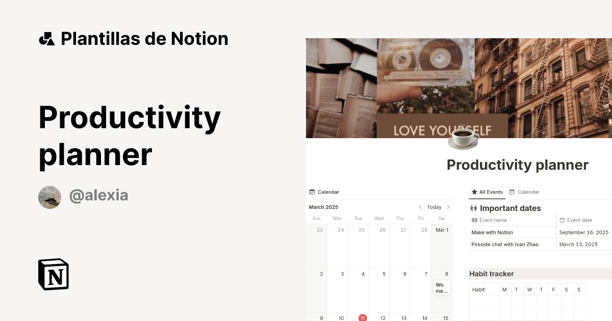 Plantilla Productivity planner | Notion Marketplace