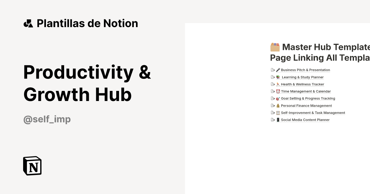 Plantilla Productivity & Growth Hub | Notion Marketplace