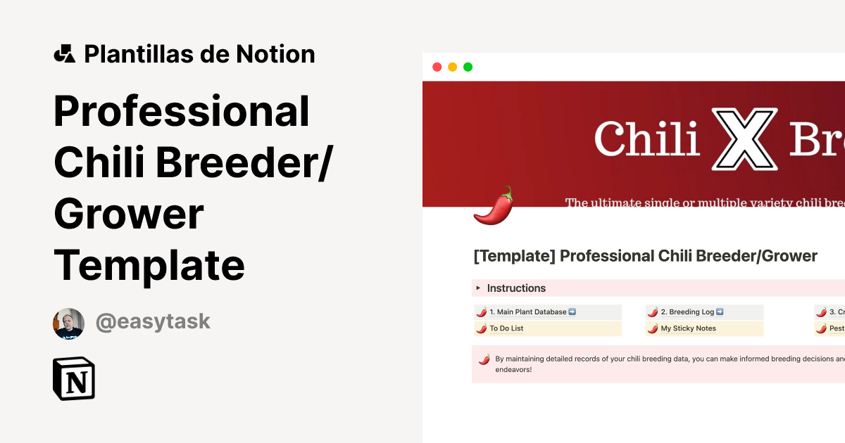 Plantilla Professional Chili Breeder/Grower Template de Simon Schoeman ...