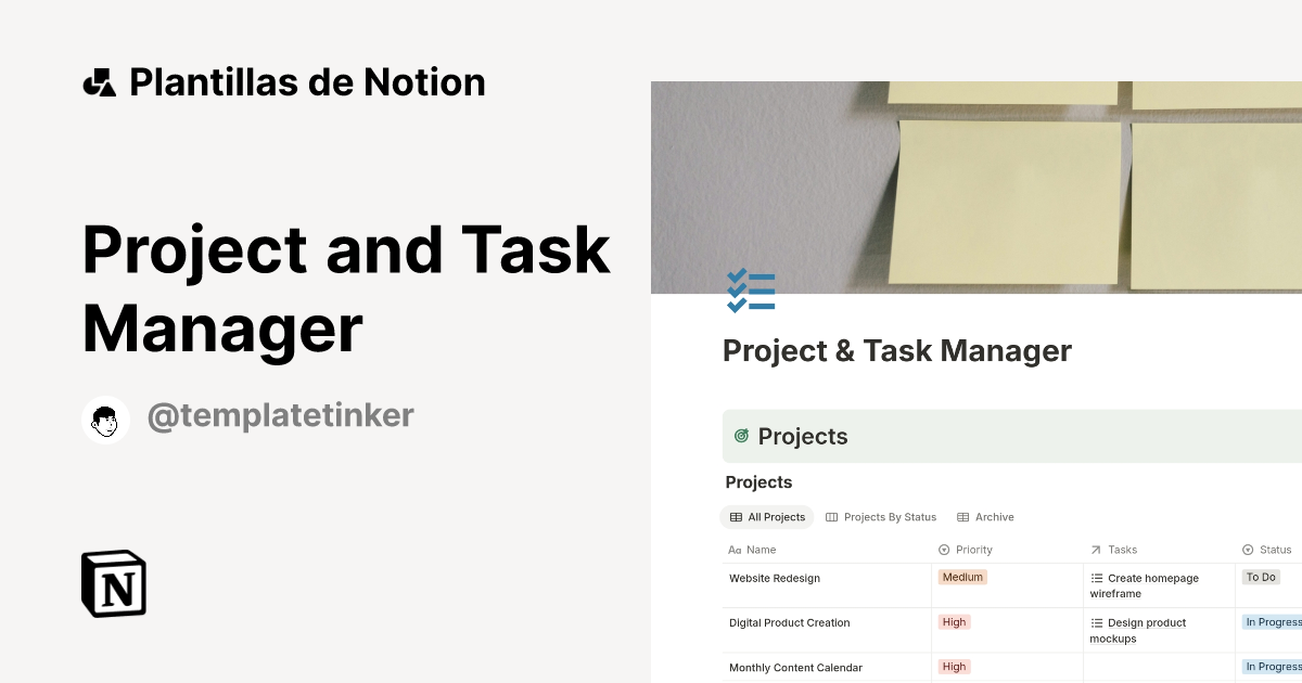 Plantilla Project and Task Manager | Notion Marketplace