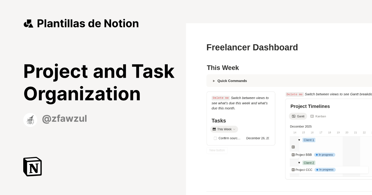 Plantilla Project and Task Organization de Zainab Fawzul | Notion ...