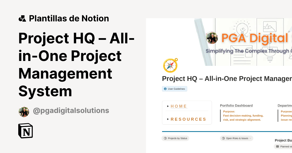 Plantilla Project HQ – All-in-One Project Management System de PGA ...