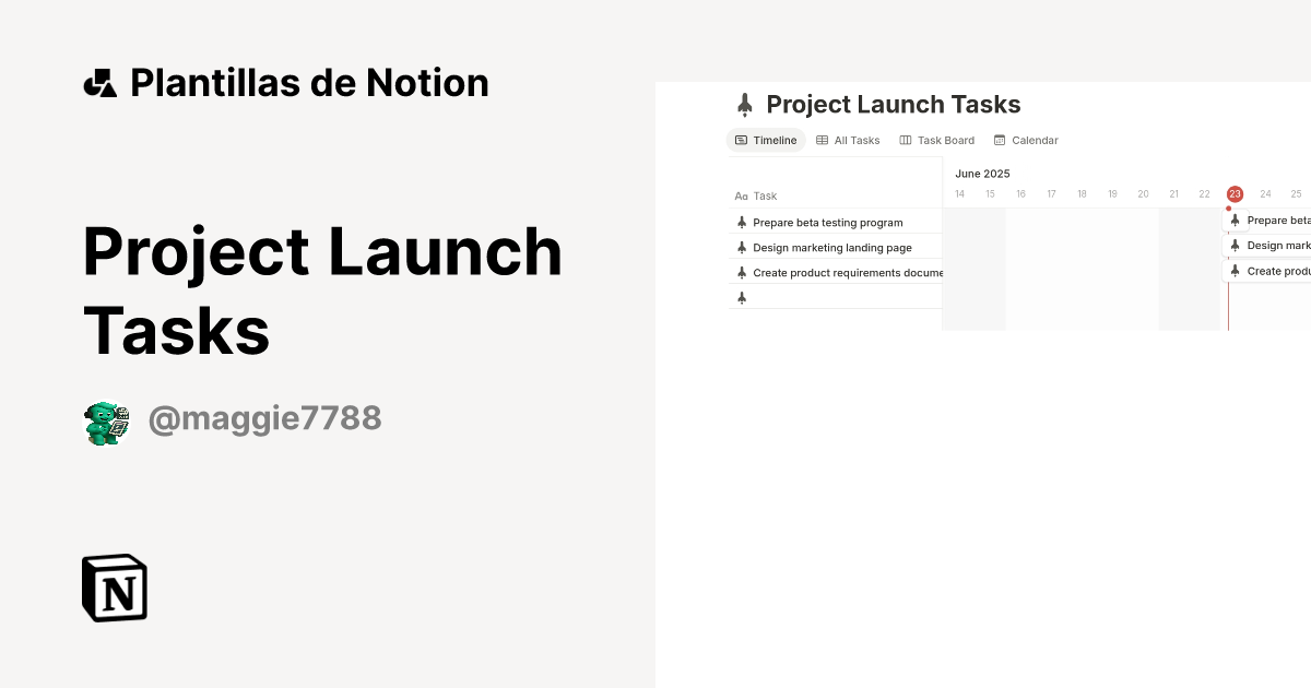 Plantilla Project Launch Tasks | Notion Marketplace